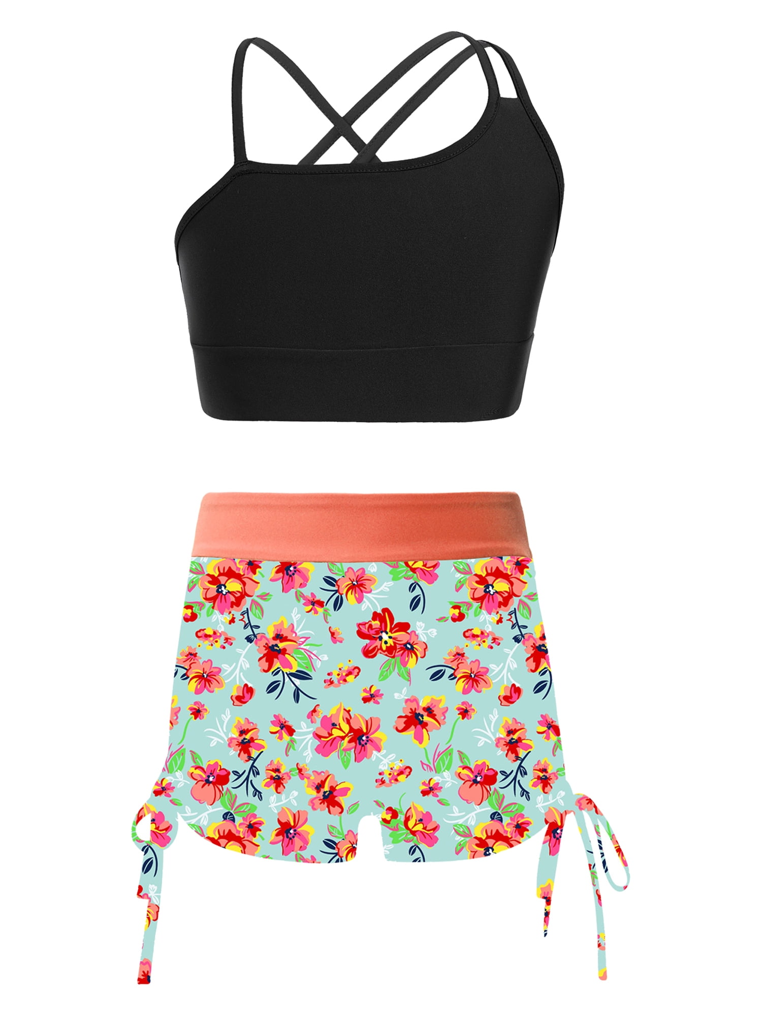 renvena Kids Girls Crop Tops and Shorts Set 2 Pieces Tankini Swimsuit 6 ...