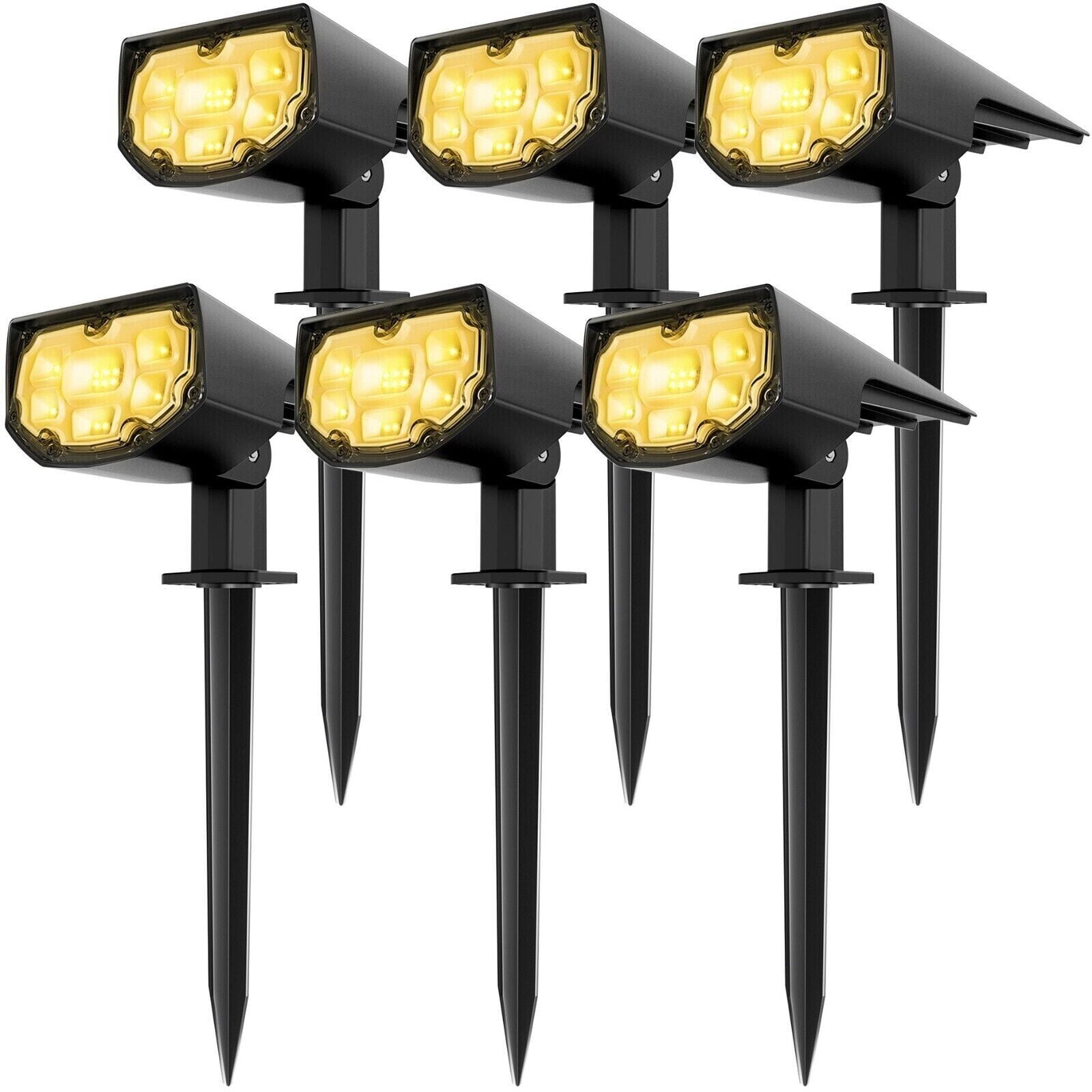6-Pack of 12 LED Solar Powered Landscape Spotlights for Outdoor Garden ...