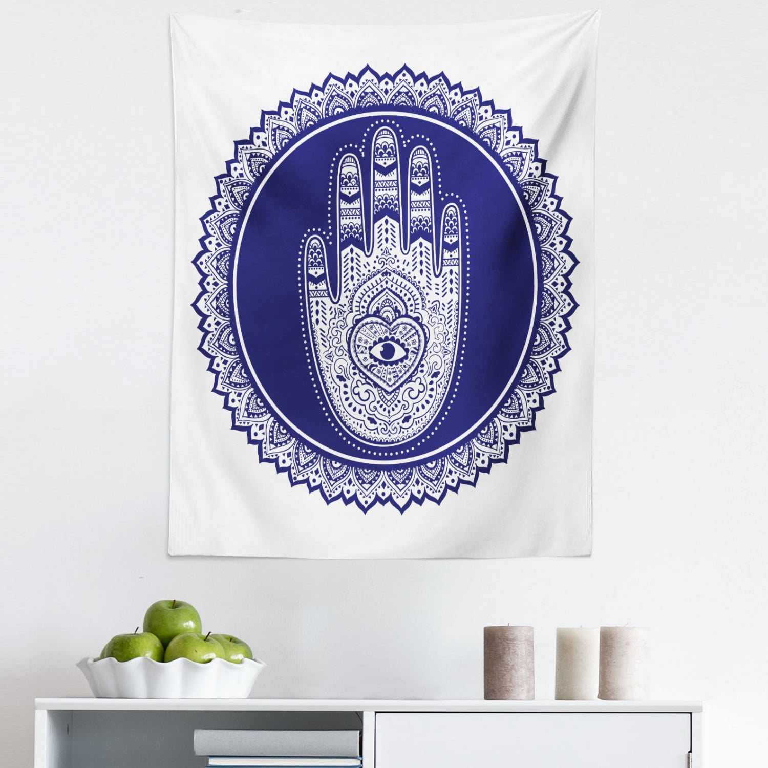 Hamsa Tapestry, Middle Eastern Mandala Motif with Oriental Hand Design ...