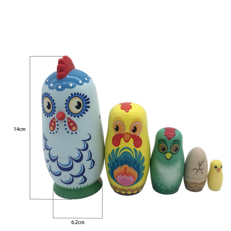 5 Piece Nesting Toy Set Of 5 Owl Theme Russian – Handmade Wooden ...