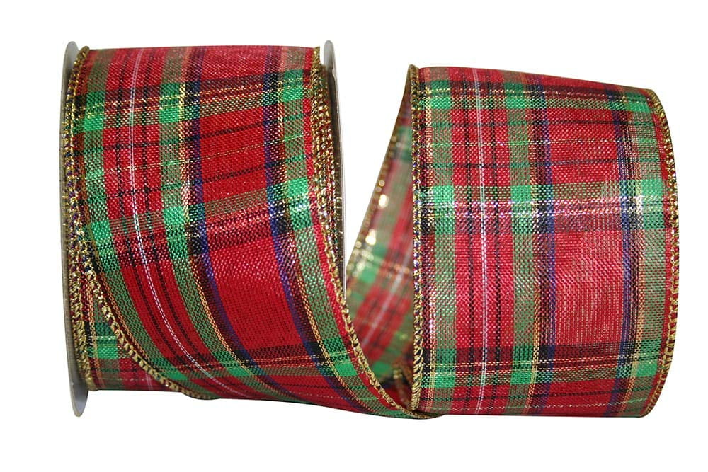 Gold Wire Edged Renee Plaid - Red, Green and Gold Plaid Christmas ...