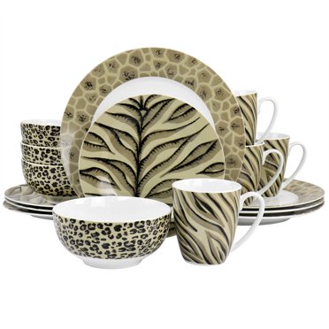 GBS 16 Piece Fine Ceramic Safari Dinnerware Set - Walmart.com