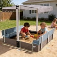 AIVITUVIN Sandbox with Lid and Cover for Kids Outdoor with 2 Foldable ...