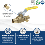 1 Pcs XFITTING Barb Crimp Pex 3/4 Inch Ball Valve With Drain, 24-3-7=1XX - Walmart.com