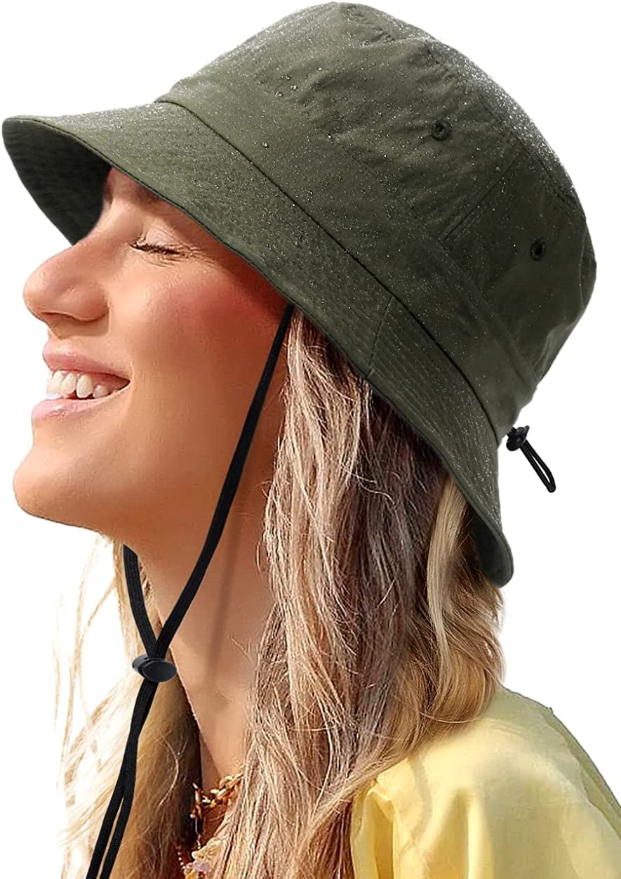Waterproof Bucket Hat for Women Men Rain Hat UPF 50+ Wide Brim Boonie ...