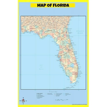 Texas Map Poster - Laminated Wall Map - Style C - 36x60 - Ideal for Classrooms and Homes ...