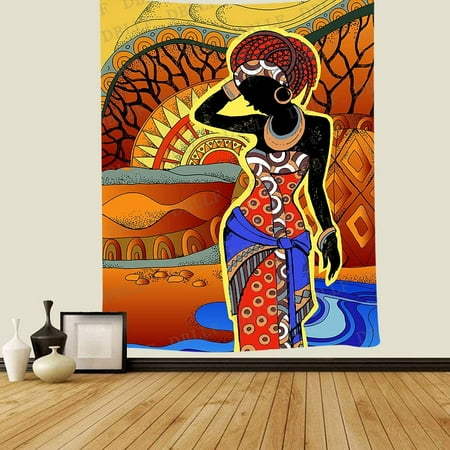 Black Girl Tapestry, African American Women Tapestry Afro Tribal Lady ...