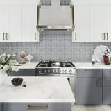 Splendor 11.81 in. x 11.81 in. Matte Gray Porcelain Mosaic Wall and ...