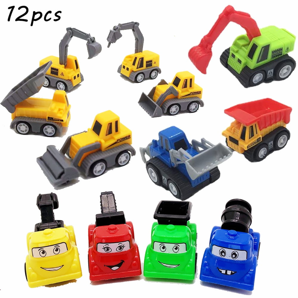 LNGOOR 12 Pack Mini Assorted Construction Vehicles & Race Car Toy ...