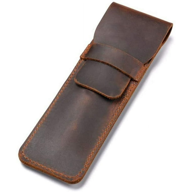 Leather Pen Case Holder Handmade Fountain Multi Pens Pouch Crazy Horse ...