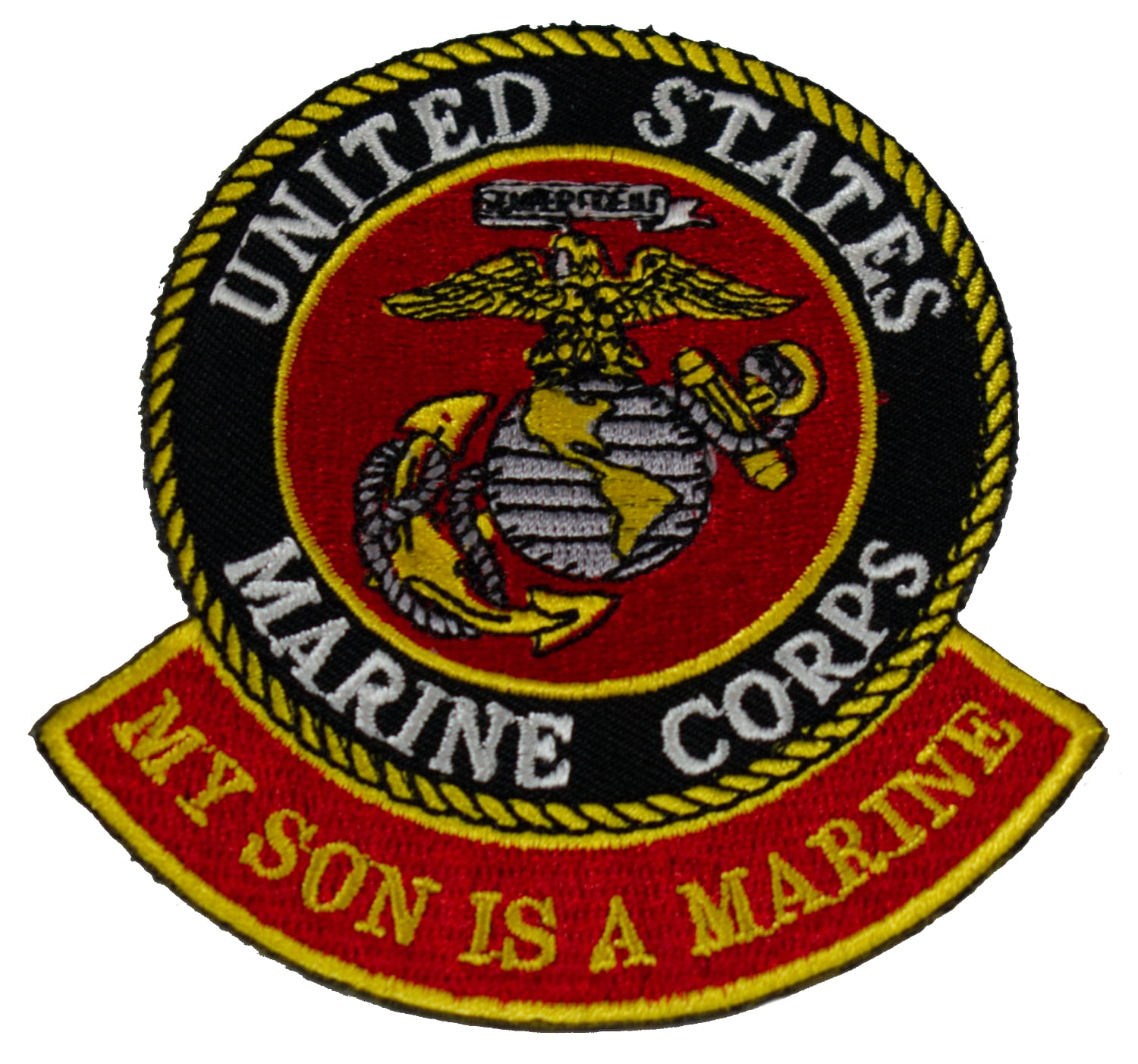 USMC MY SON IS A MARINE PATCH EGA EAGLE GLOBE ANCHOR PROUD PARENT STEP ...