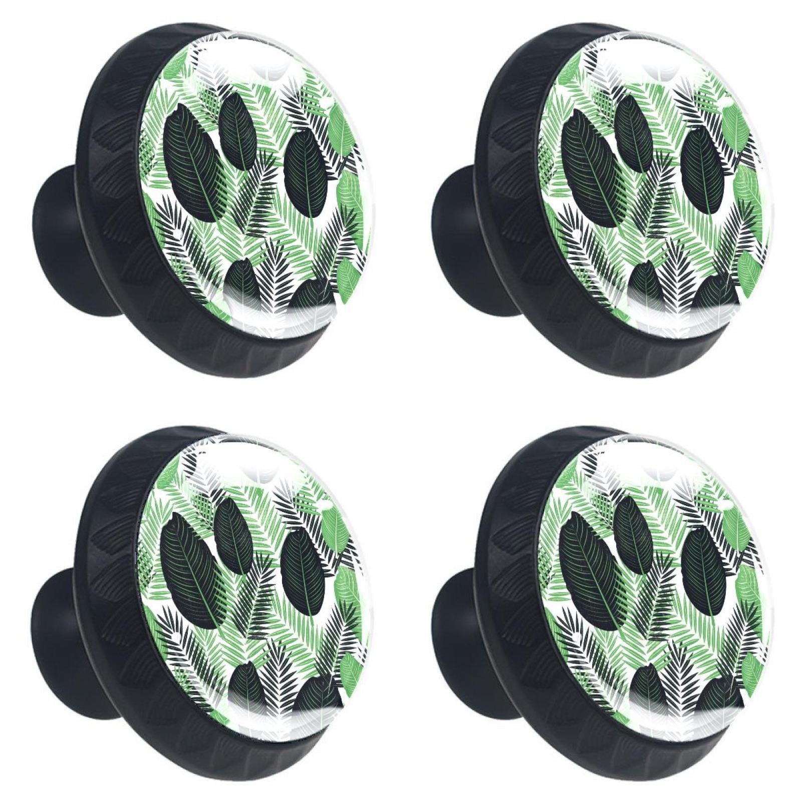 4 Pcs Tropical Green Leaf Knobs for Kitchen Cabinet Cupboard Dresser ...