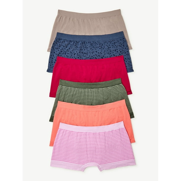 Joyspun Women's Seamless Boyshort Panties, 6-Pack, Sizes XS to 3XL ...