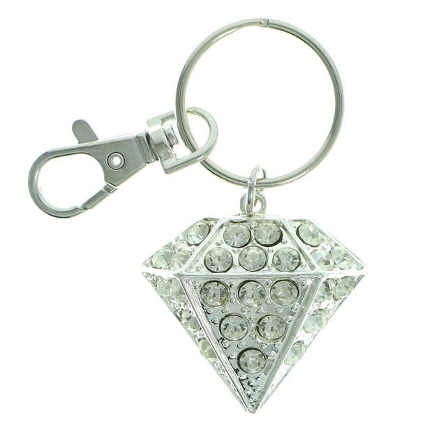 Mi Amore - Silver-Tone Diamond Shaped Bling Keychain With Rhinestone ...