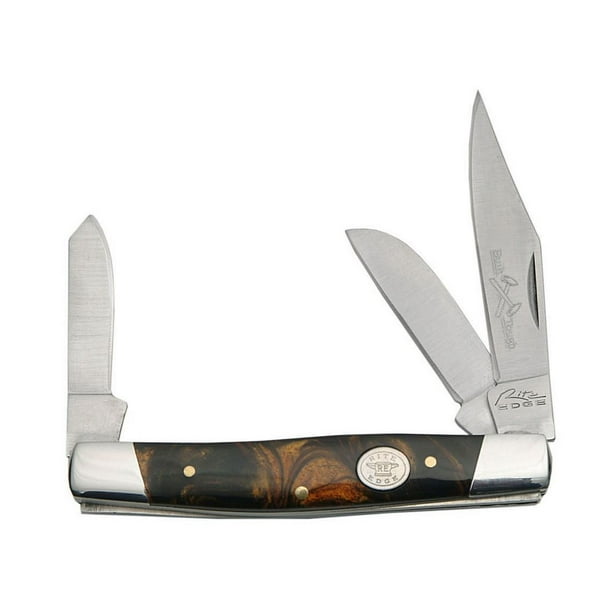 FOLDING POCKET KNIFE Rite Edge 4" Black Pearl 3 Blade Classic Stockman ...