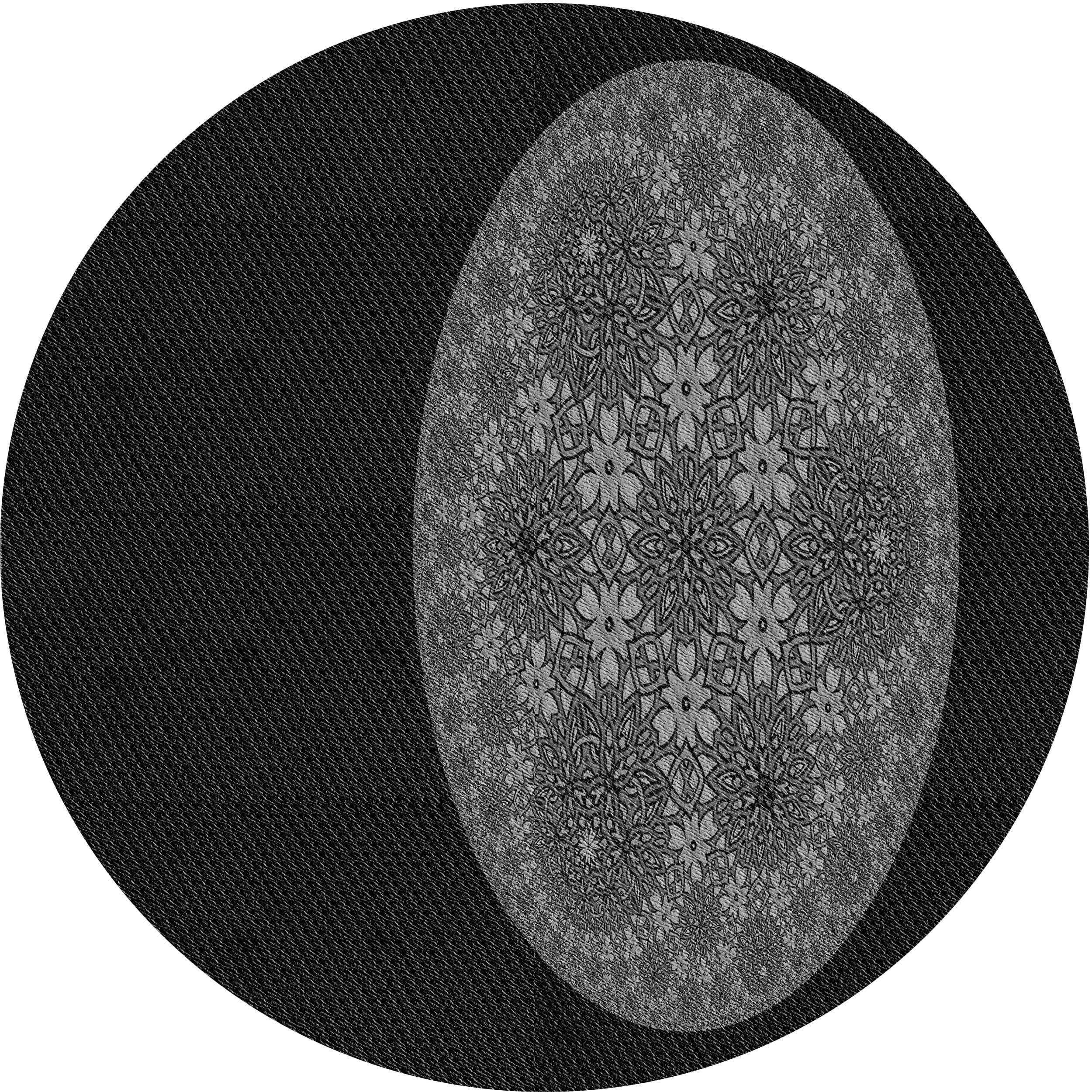 Ahgly Company Indoor Round Patterned Night Black Area Rugs, 6' Round ...