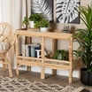 Bali & Pari Palm Bohemian Honey Scallop Rattan Metal Console Table for ...