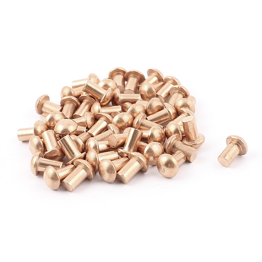 50 Pcs 3/16" Diameter 5/16" L Shank Round Head Copper Solid Rivets ...