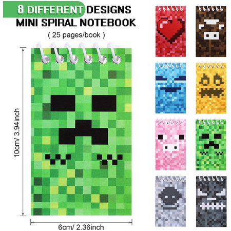 24 Pieces Mini Pixel Notepads, Mini Multicolor Miner Style Pocket ...