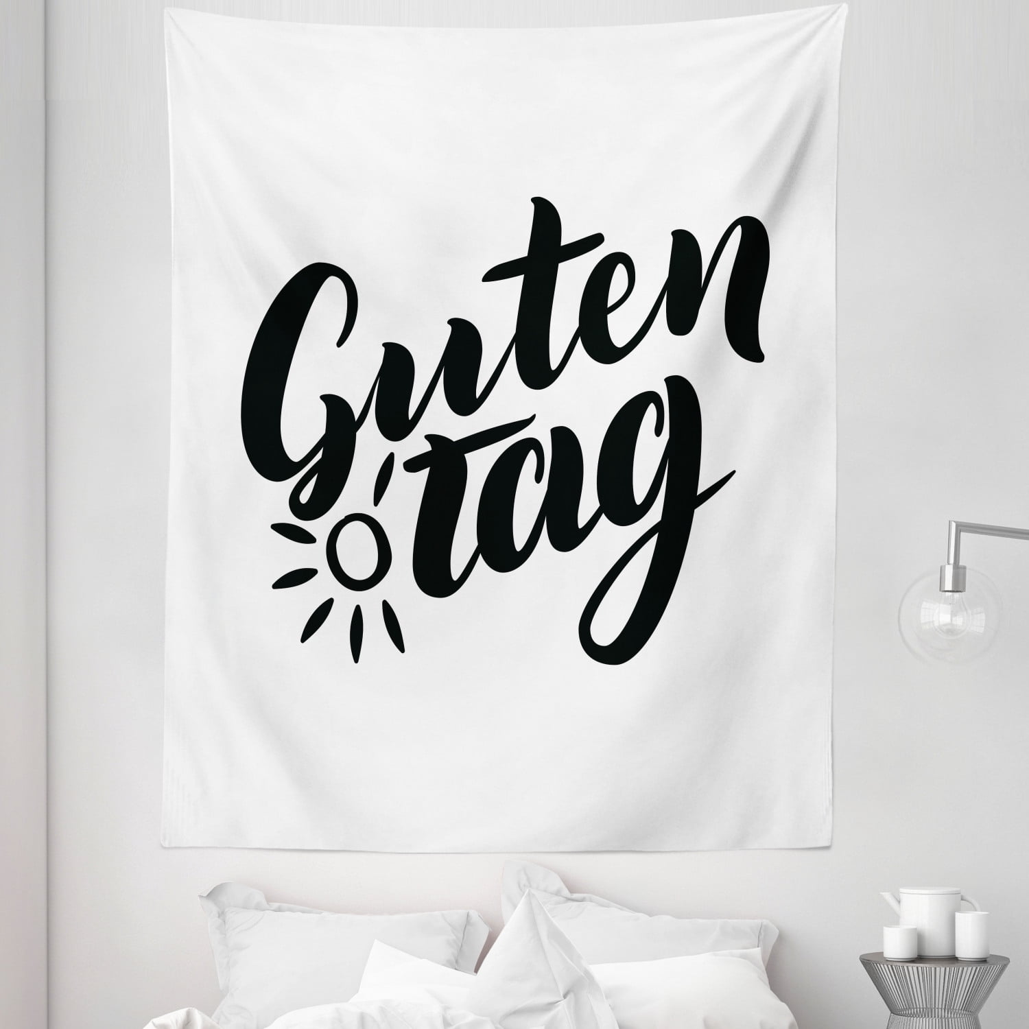 German Tapestry, Guten Tag Words with Hand Lettering Calligraphy Style ...