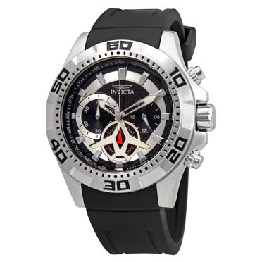 Invicta Men's Aviator Quartz 100m Stainless Steel/Black Silicone Watch ...