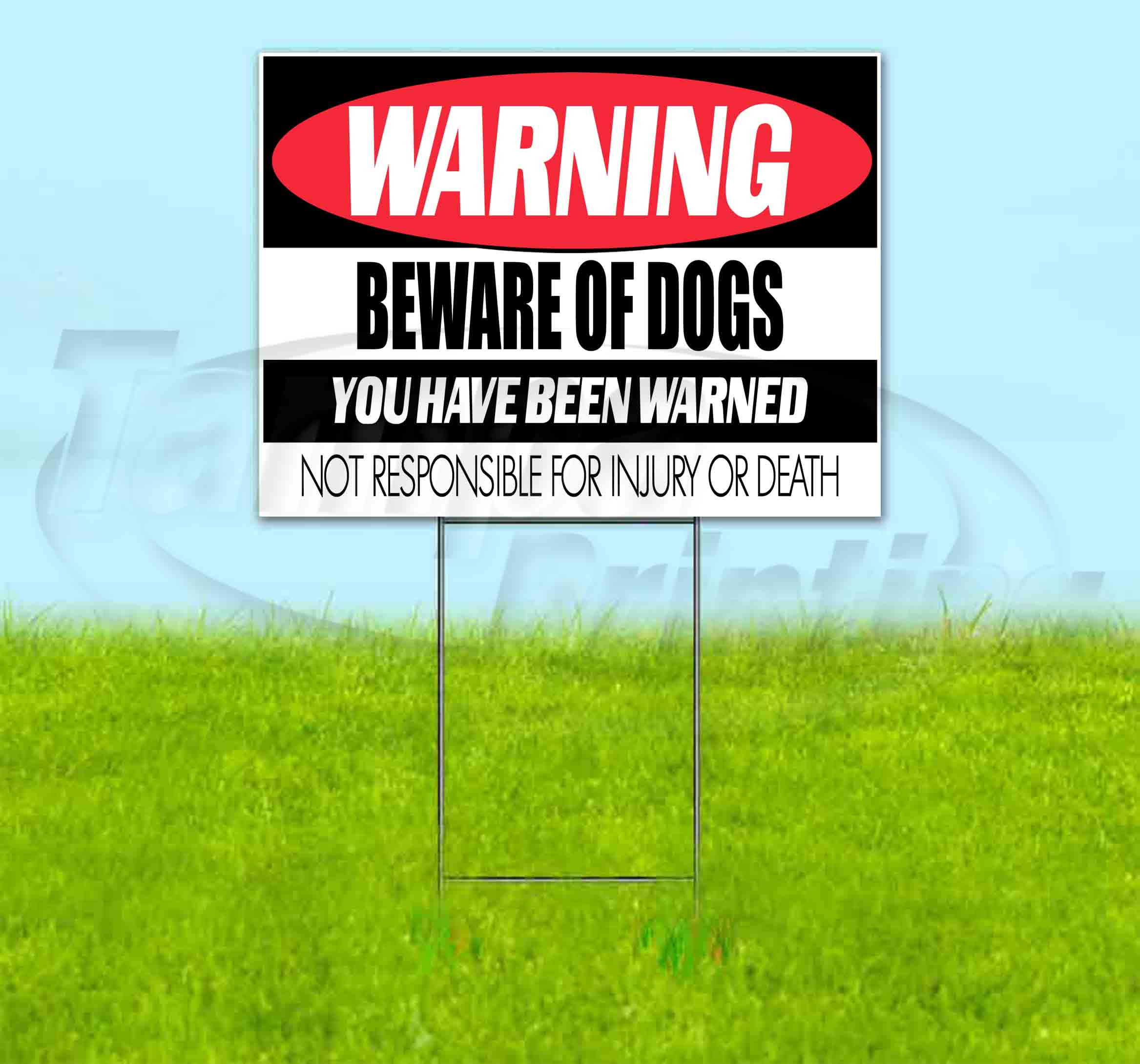 Warning Dogs (18" x 24") Yard Sign, Includes Metal Step Stake - Walmart.com
