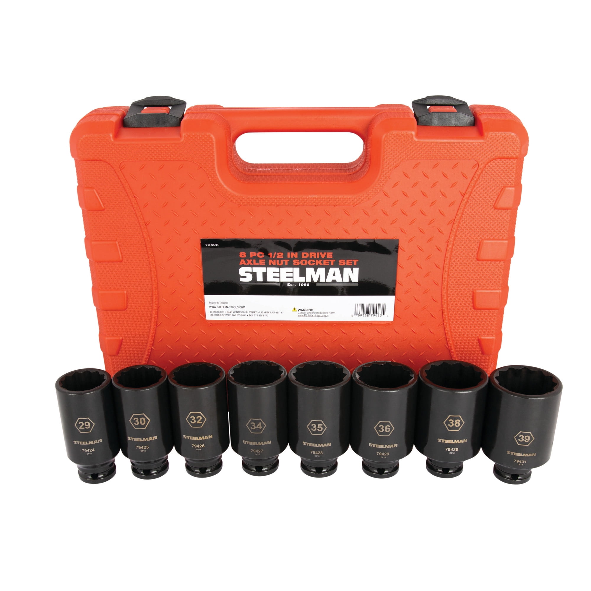 Steelman 8-Piece 1/2-Inch Drive 12-Point Axle Nut Impact Socket Set 79423 - Walmart.com