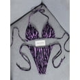 Black And Purple Faux Wood Grain Printed Triangle Tie-Front Bikini Set ...