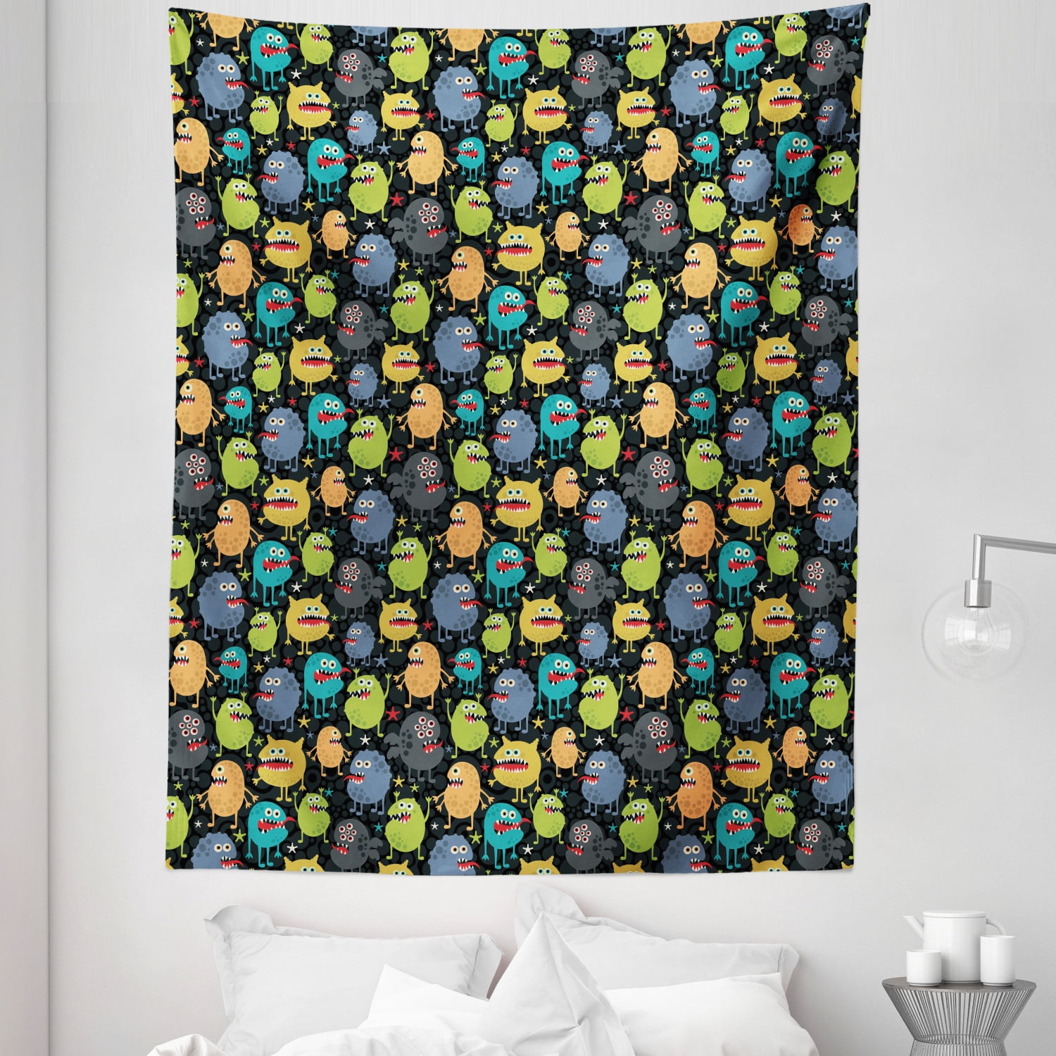 Alien Tapestry, Funny Characters Cartoon Style Halloween Themed ...