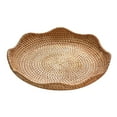 Rattan Round Serving Tray Platters Container Hand Woven Wicker Tray for ...