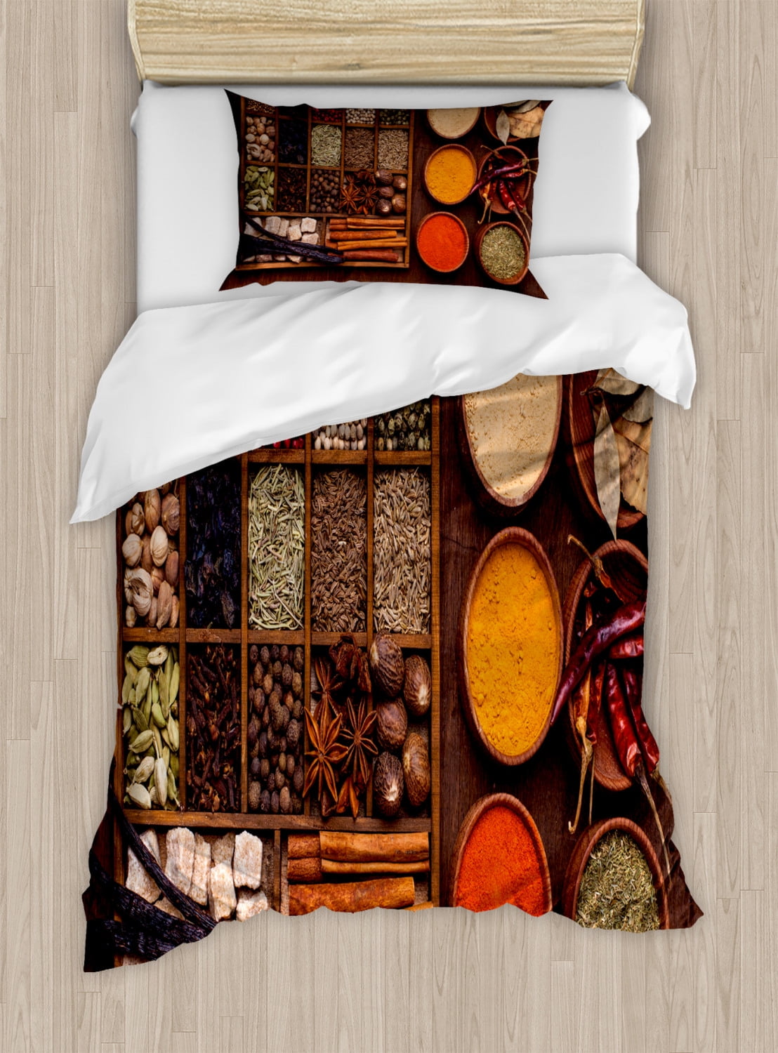 Spice Duvet Cover Set Twin Size, Peppers Cardamom Chili Cinnamon Cloves ...