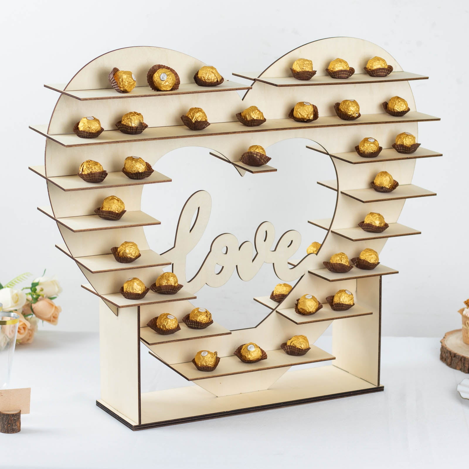 Efavormart 26" Heart Shaped 8-Layer Double Sided Wooden Dessert Display ...