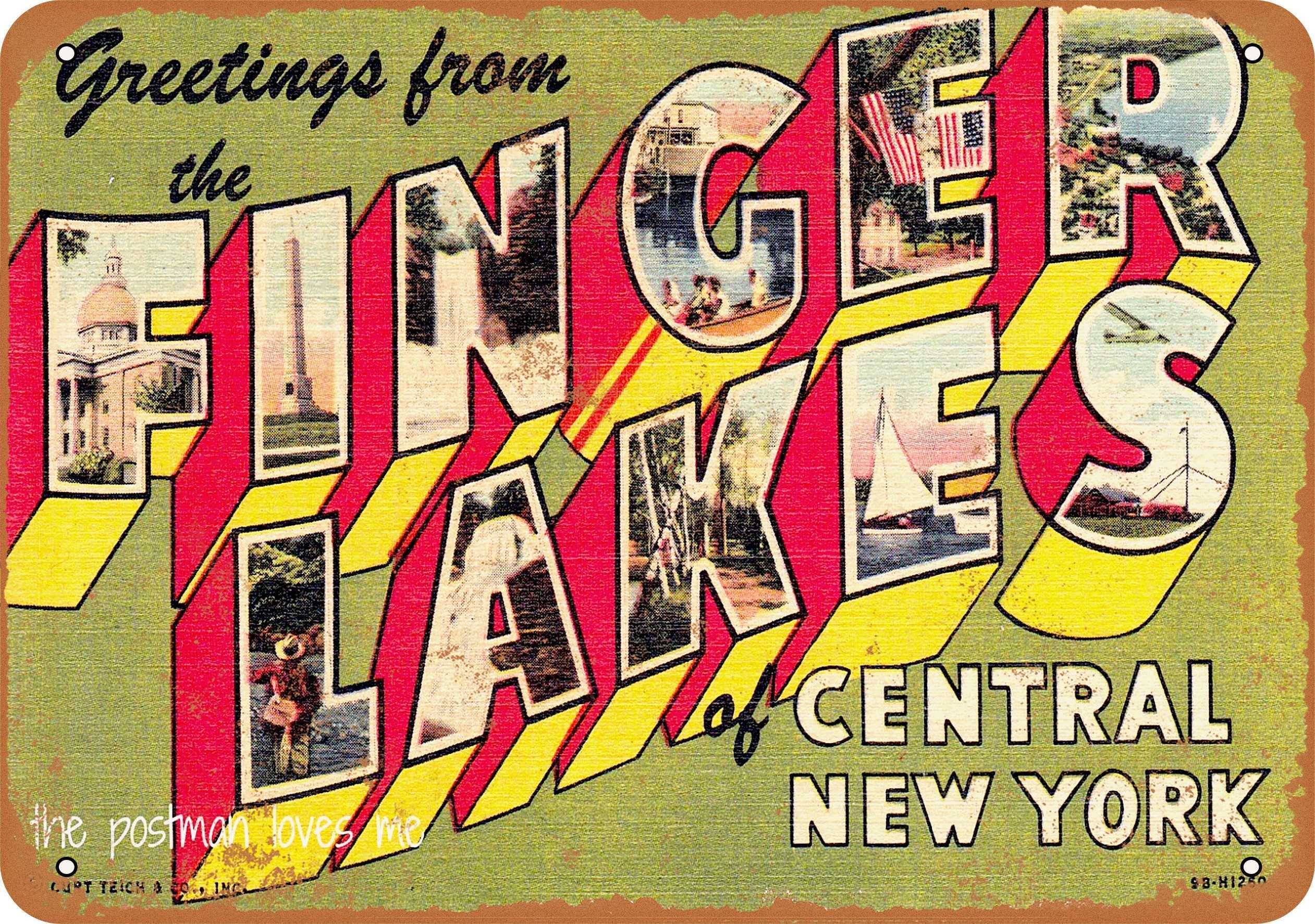 7 x 10 METAL SIGN - Greetings From Finger Lakes - Vintage Rusty Look ...