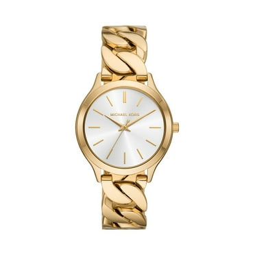 Michael Kors Slim Runway Wrist Watch, Blue Dial, Two-Tone, Ladies ...