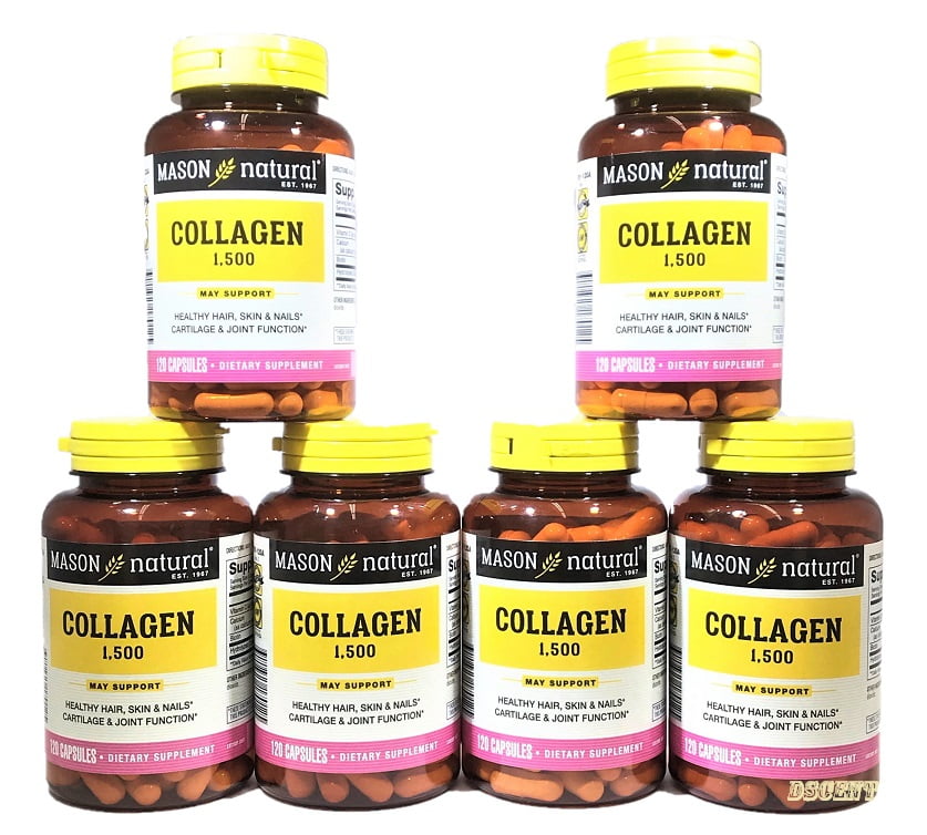 6PCK Mason Hydrolyzed Collagen 1500 Biotin Vitamin C 120 Capsules-Hair ...