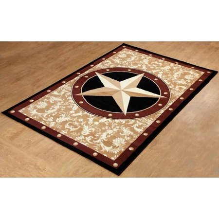Texas Western Star Rustic Cowboy Decor Gold Brown Black Area Rug 7'8 ...