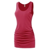 A2Y Women's Fitted Premium Fabric Side Ruched Sleeveless Top Hot Pink ...