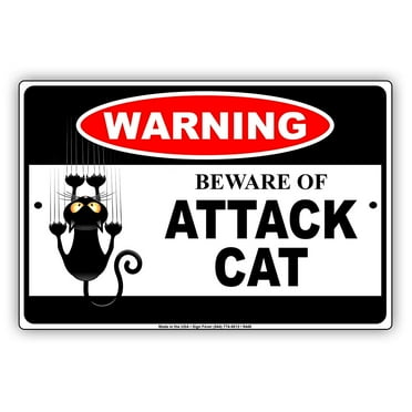 SignMission 6 x 9 in. Beware of Attack Cat Warning Decal - Cats Decals ...