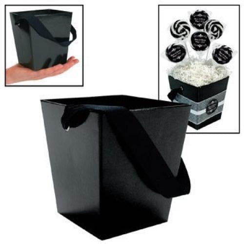 Fun Express Black Cardboard Bucket with Ribbon Handle (6 Piece ...