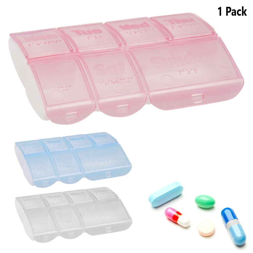 7 Day Pill Box Container Organizer Medication Storage Weekly Pop Up ...