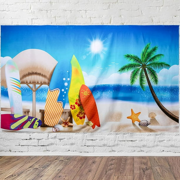 Surfboard Party Decorations, Beach Background Party Banner, Surfboard ...