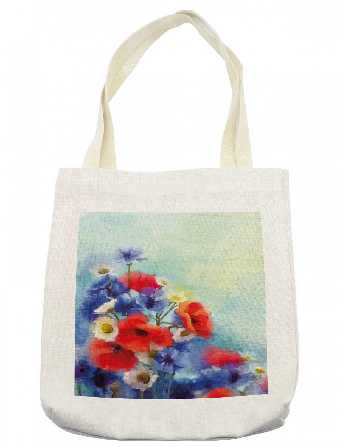 Flower Tote Bag, Close up Structured Bouquet with Flower Types Poppy ...