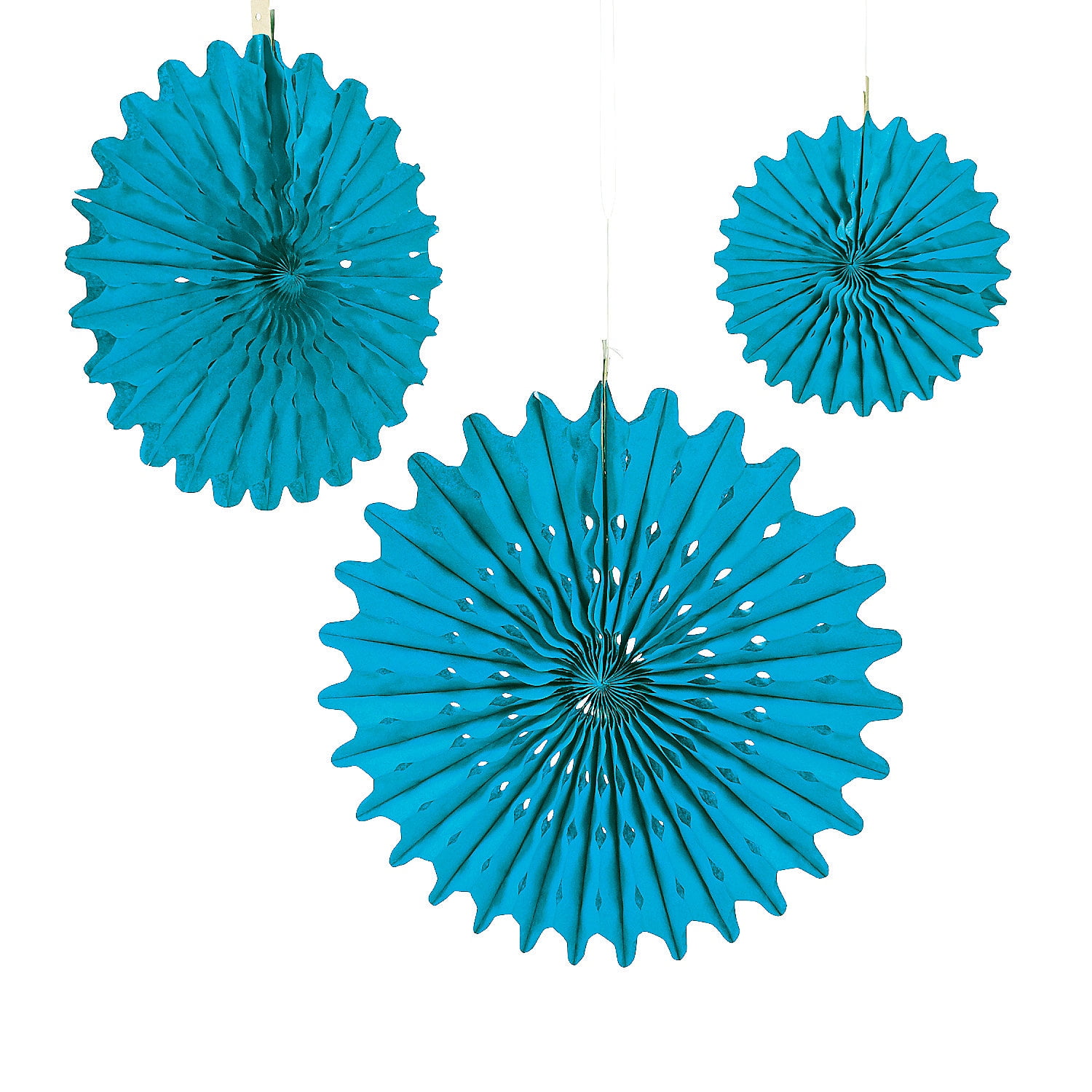 Turquoise Tissue Hanging Fans Asst - Party Decor - 12 Pieces - Walmart.com