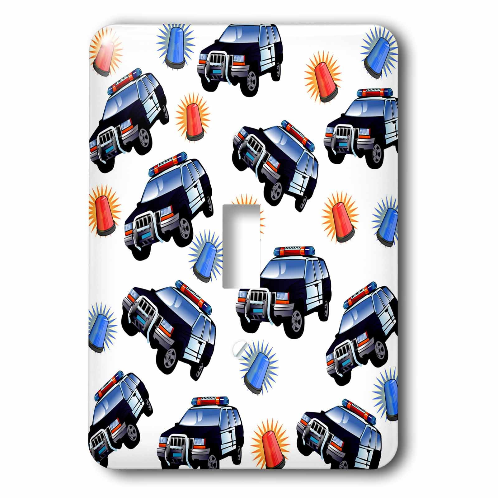 3dRose Print of Police Cars With Flashing Lights Pattern - Single ...
