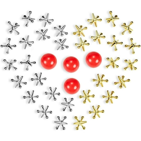 4 Sets Retro Metal Jacks and Ball Game- 40 Pcs Gold and Silver Toned ...
