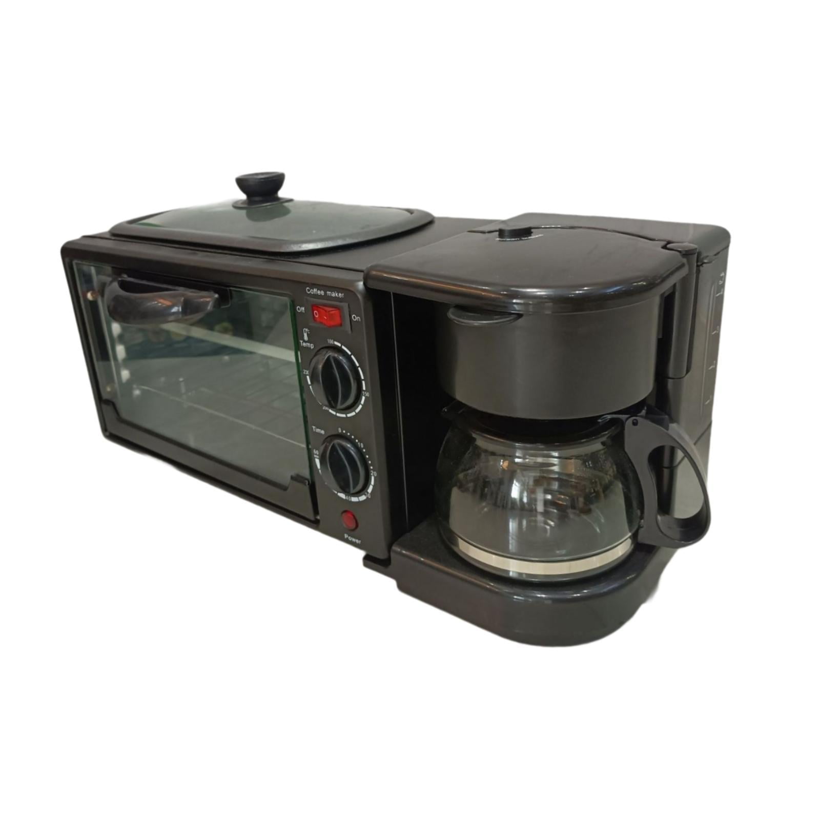 Máquina de desayuno 3 en 1, estación central de desayuno multifuncional con cafetera, tostadoras ...