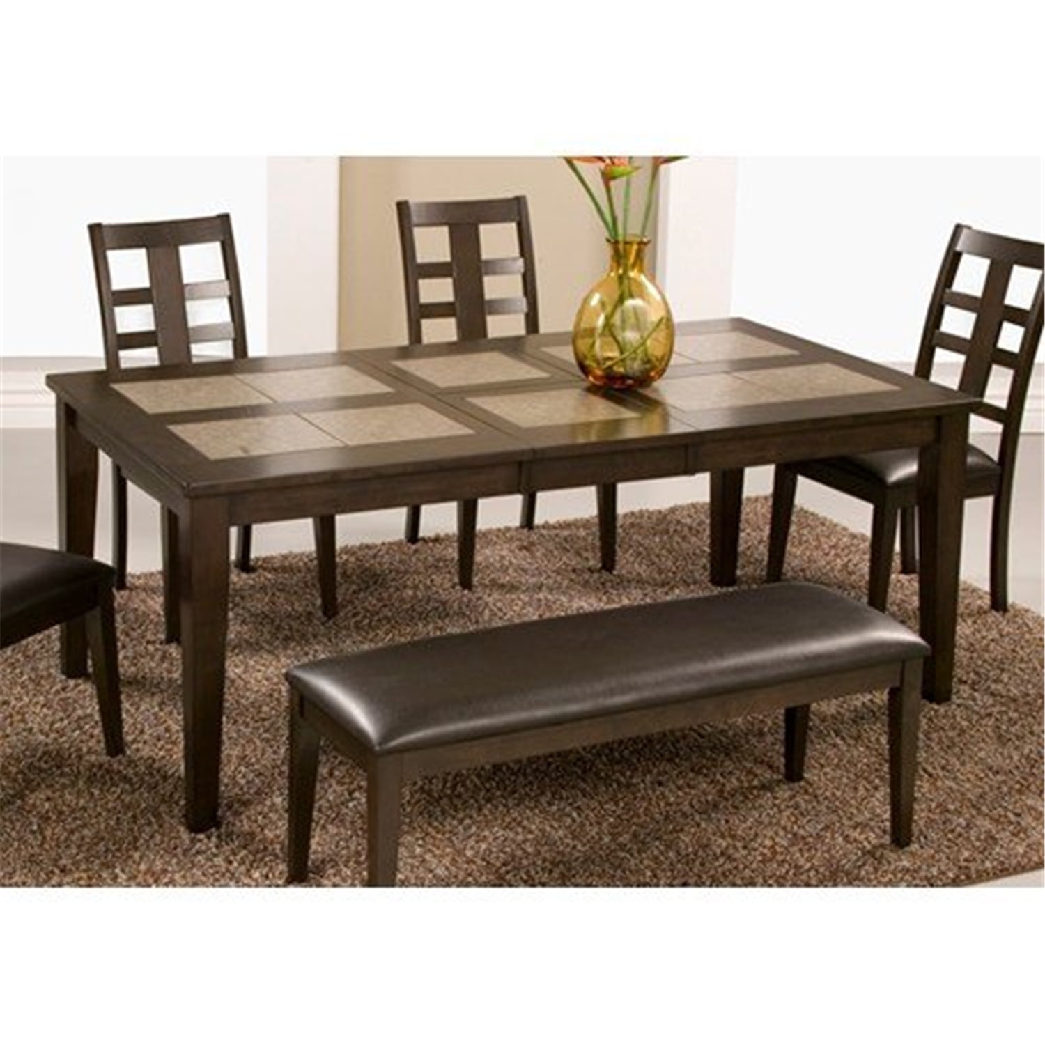 Alpine Furniture PIEDMONT TILE TOP DINING TABLE WITH BUTTERFLY LEAF ...