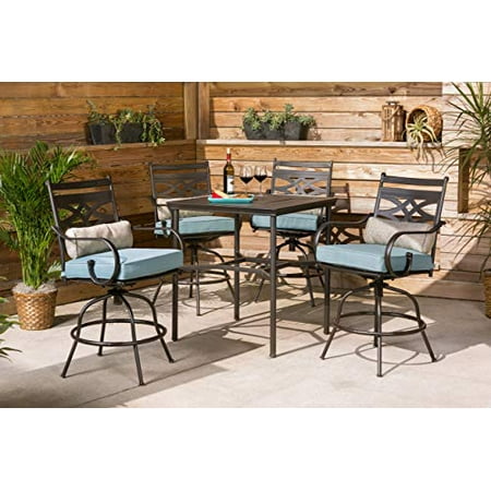 Hanover MCLRDN5PCBR-BLU Montclair 5-Piece High-Dining Patio Set in ...