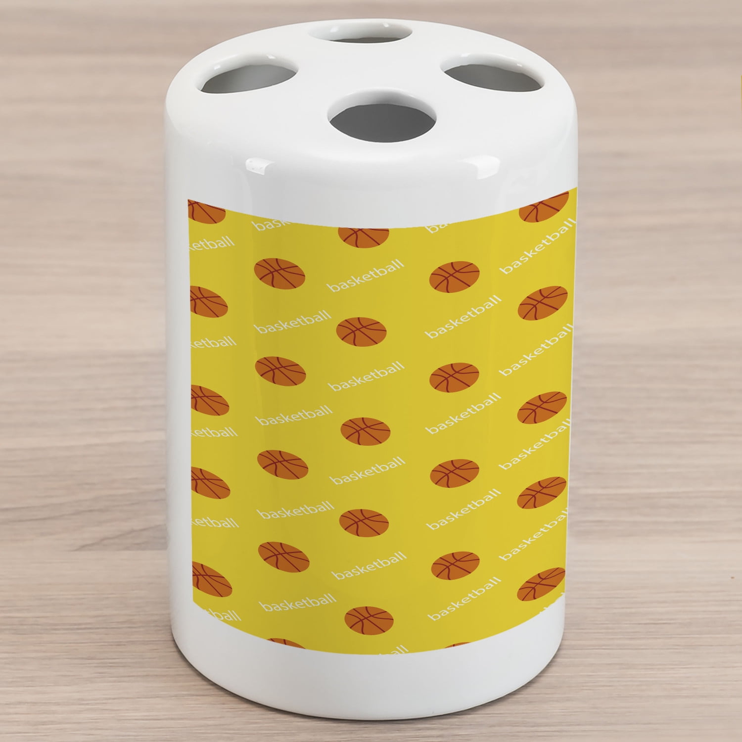 Basketball Ceramic Toothbrush Holder, Athletics League Theme Balls on ...