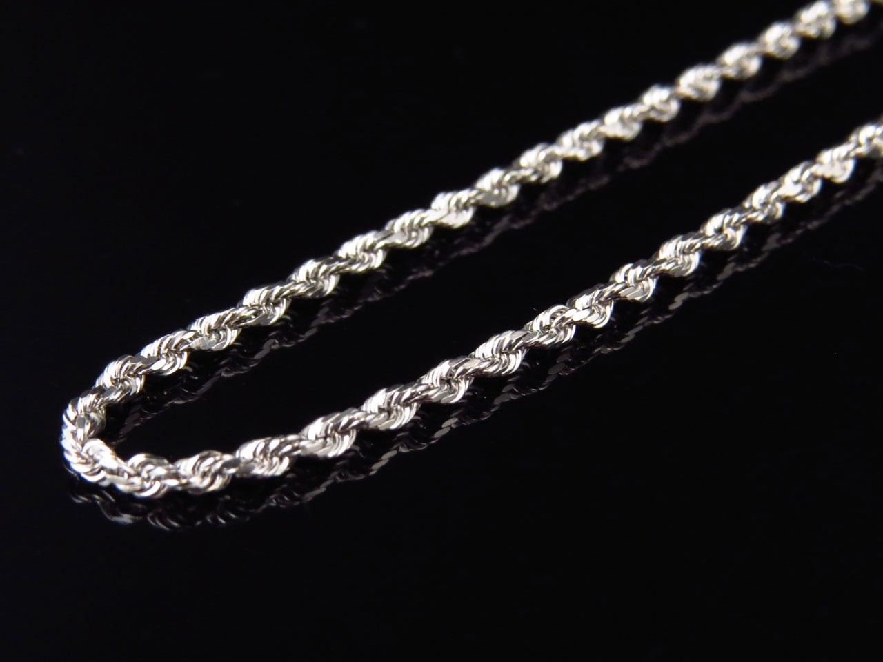 Mens or Ladies 10K White Gold 1 MM Solid Rope Chain Necklace 18-24 ...